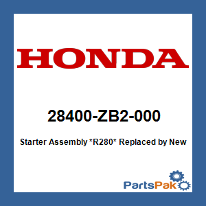 Honda 28400-ZB2-000 Starter Assembly *R280* (Power Red); New